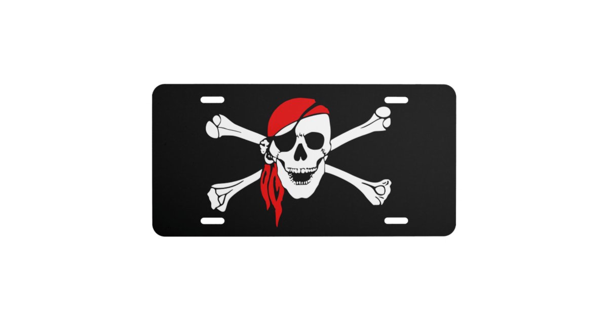 Pirate skull and crossbones license plate | Zazzle