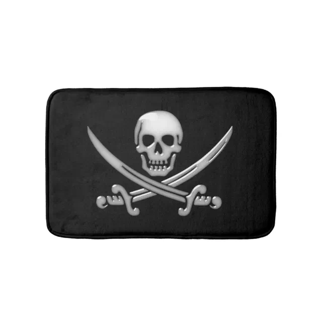 Pirate Skull and Sword Crossbones Bathroom Mat | Zazzle