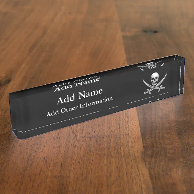 Pirate Skull and Sword Crossbones Desk Name Plate | Zazzle