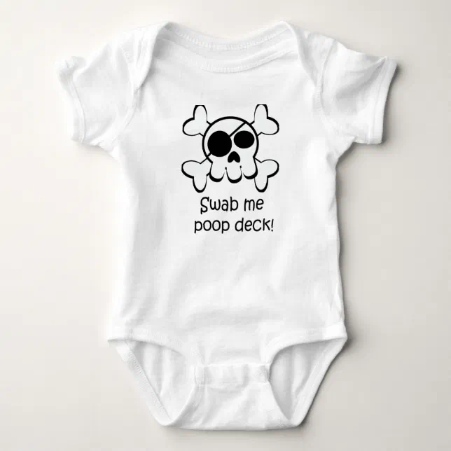 Pirate Skull Swab Me Poop Deck Baby Bodysuit | Zazzle