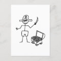 Pirate Stickman With Treasure Chest Postcard | Zazzle