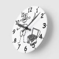 Pirate Stickman With Treasure Chest Round Clock | Zazzle