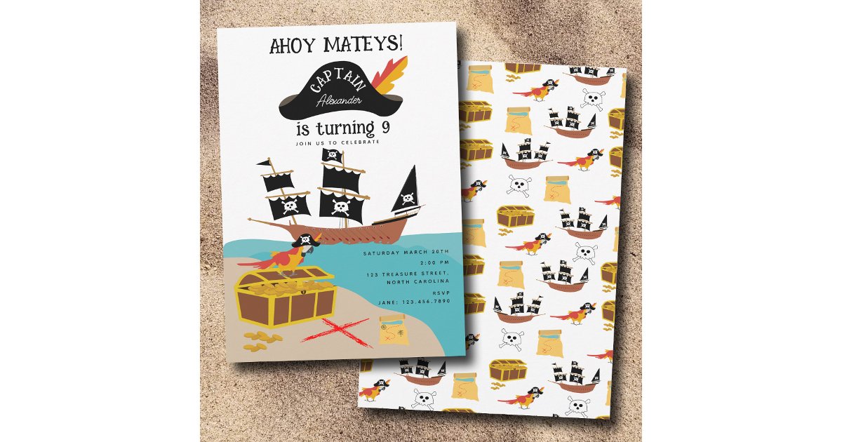 Pirate Theme Birthday Party Invitation | Zazzle