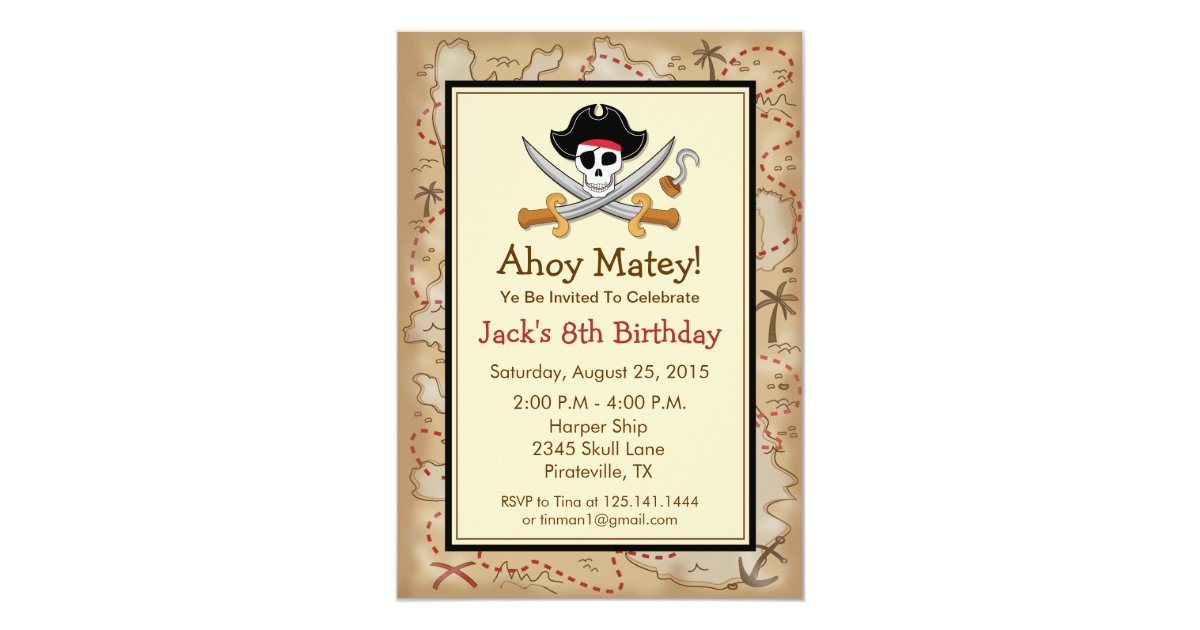 Pirate Theme Birthday Party Invitation | Zazzle.com