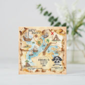 Pirate Themed Treasure Map Birthday Party Invitation | Zazzle