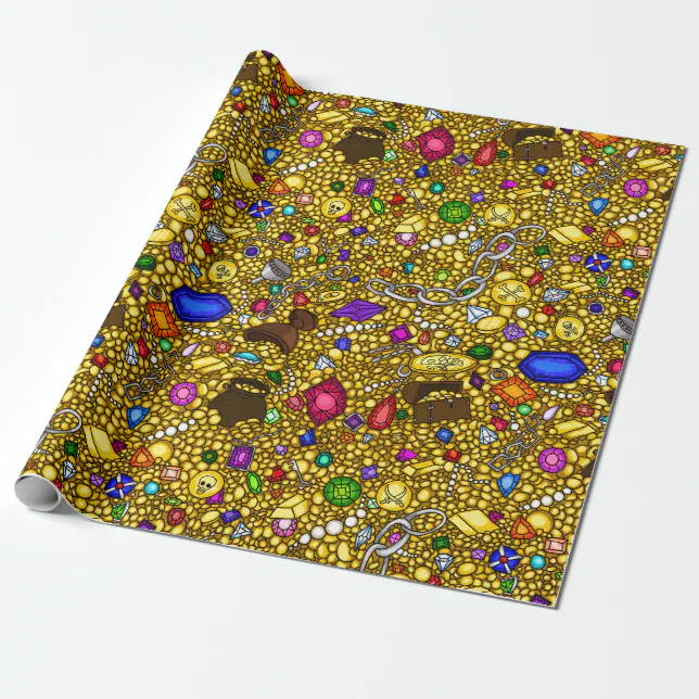 Pirate treasure illustration wrapping paper | Zazzle
