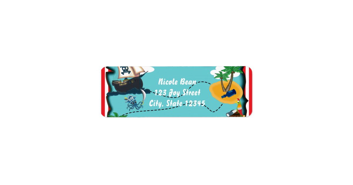 Pirate Treasure Map Birthday Address Labels | Zazzle
