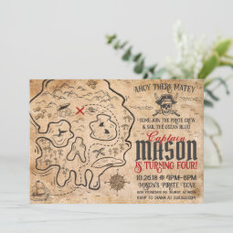 Pirate Treasure Map Birthday Invitation | Zazzle