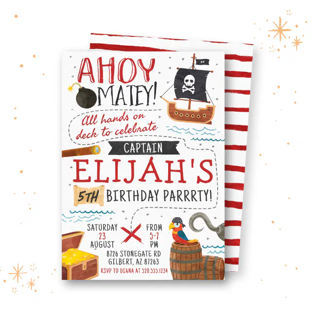 Pirate Treasure Map Birthday Invitation | Zazzle