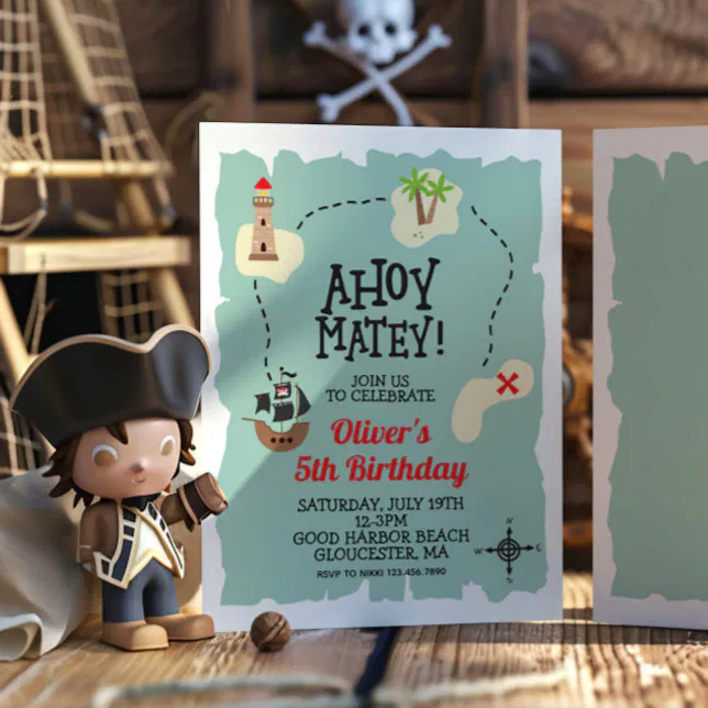 Pirate Treasure map Birthday Invitation | Zazzle