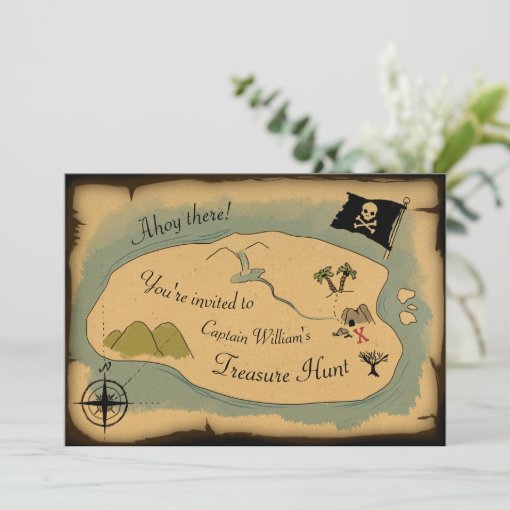 Pirate treasure map birthday party invitation | Zazzle