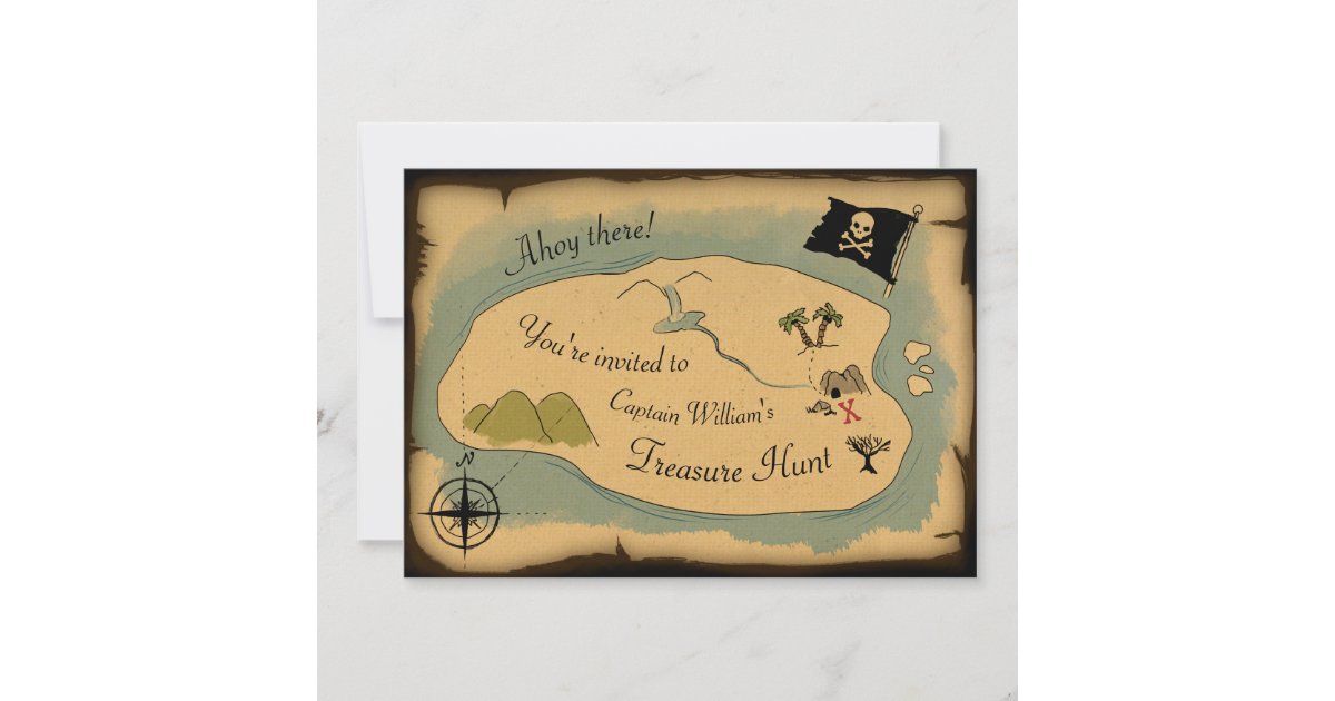 Pirate treasure map birthday party invitation | Zazzle