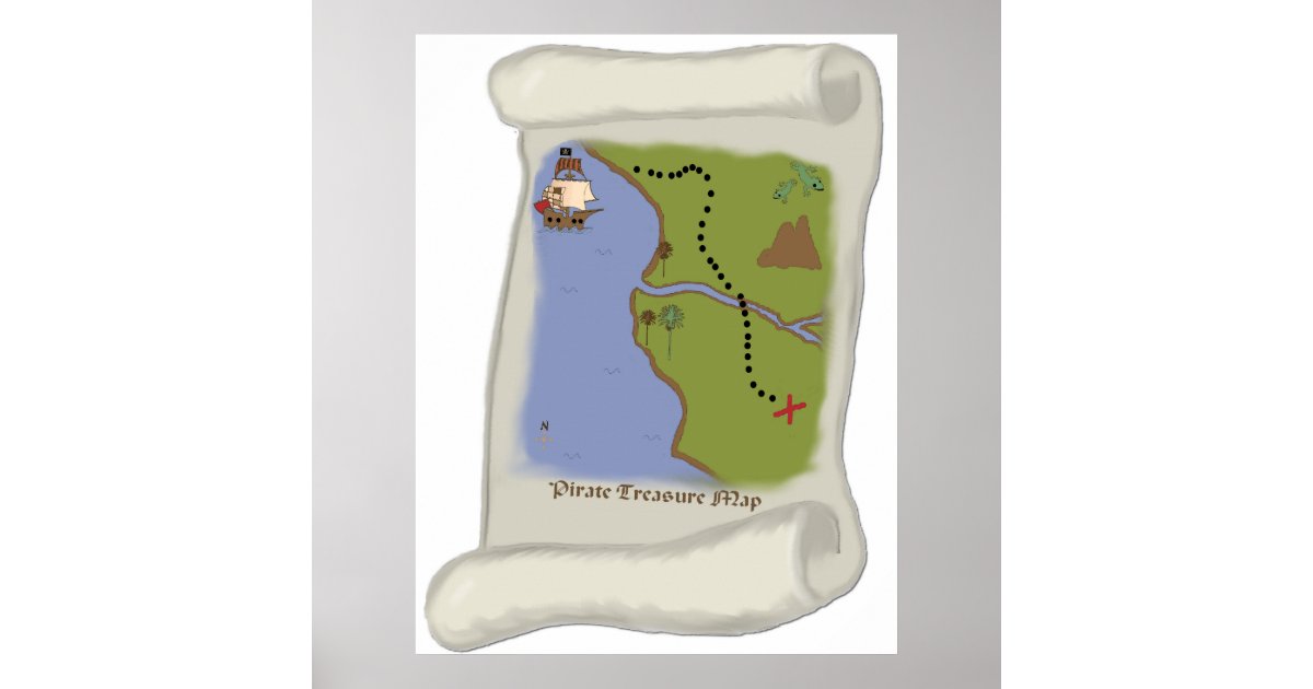 Pirate treasure map Game Poster | Zazzle