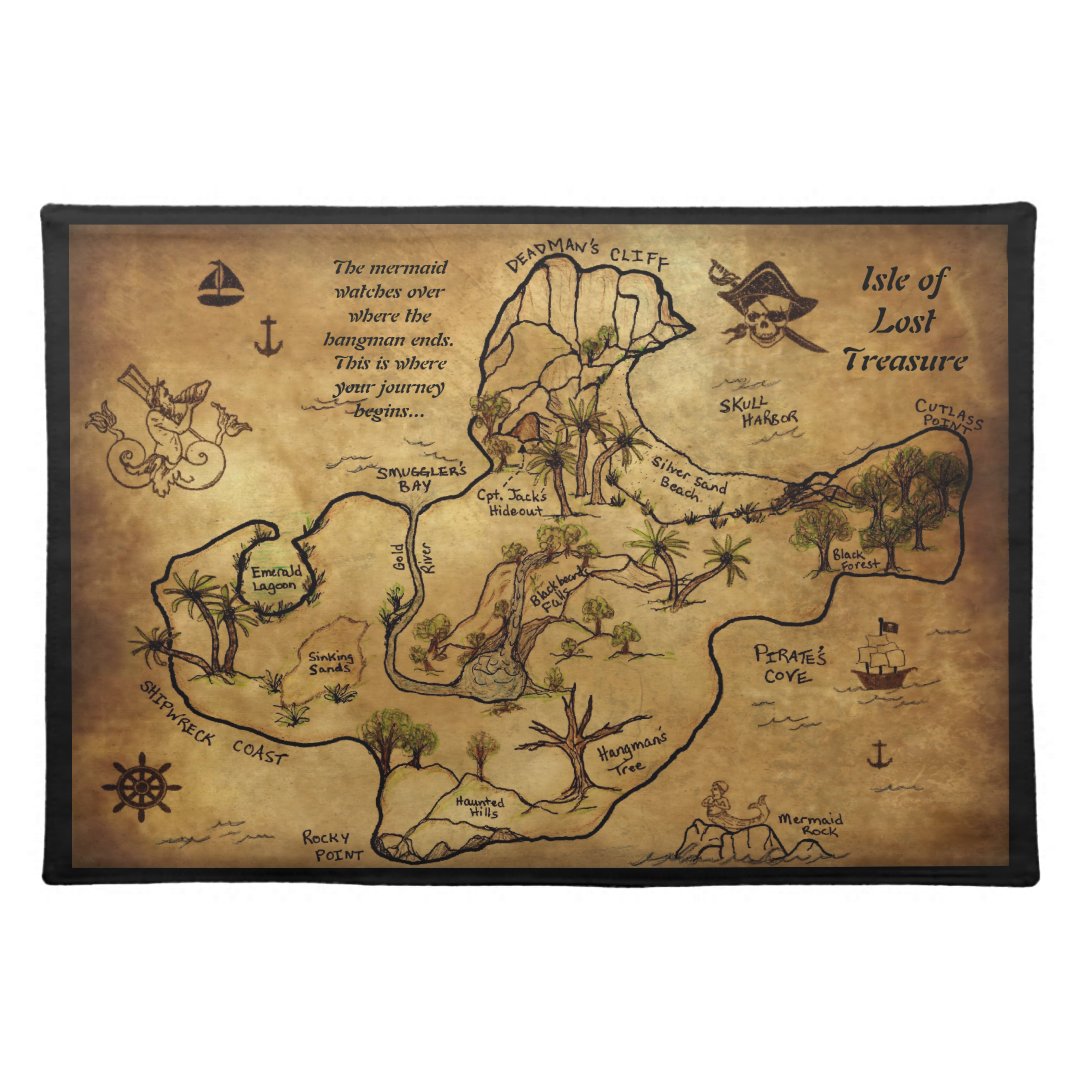 Pirate Treasure Map Placemat | Zazzle