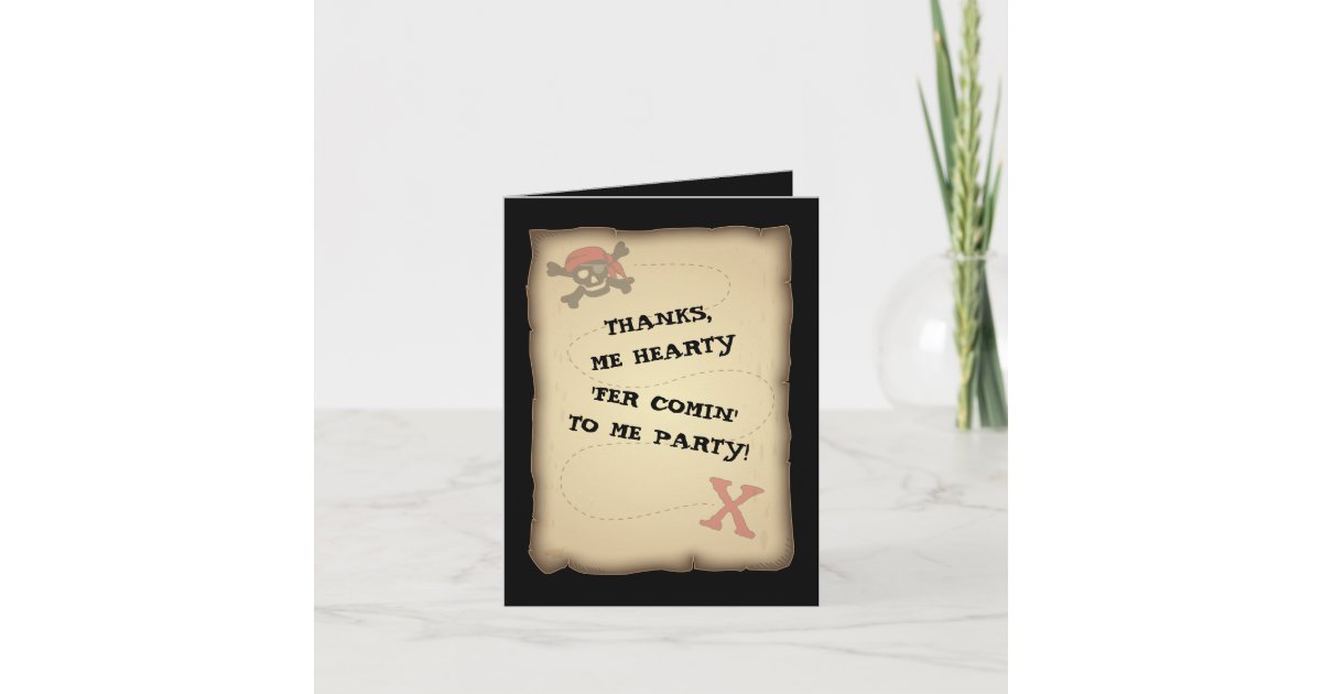 Pirate Treasure Map Thank You Note Card | Zazzle