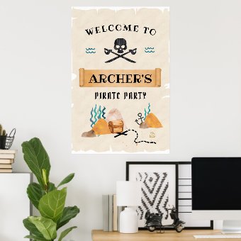 Pirate welcome sign, pirate party poster | Zazzle