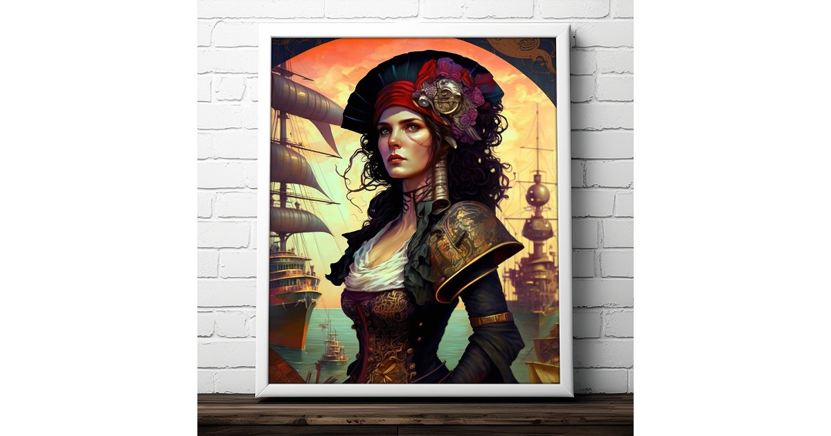 Pirate Woman Fantasy Art Poster | Zazzle