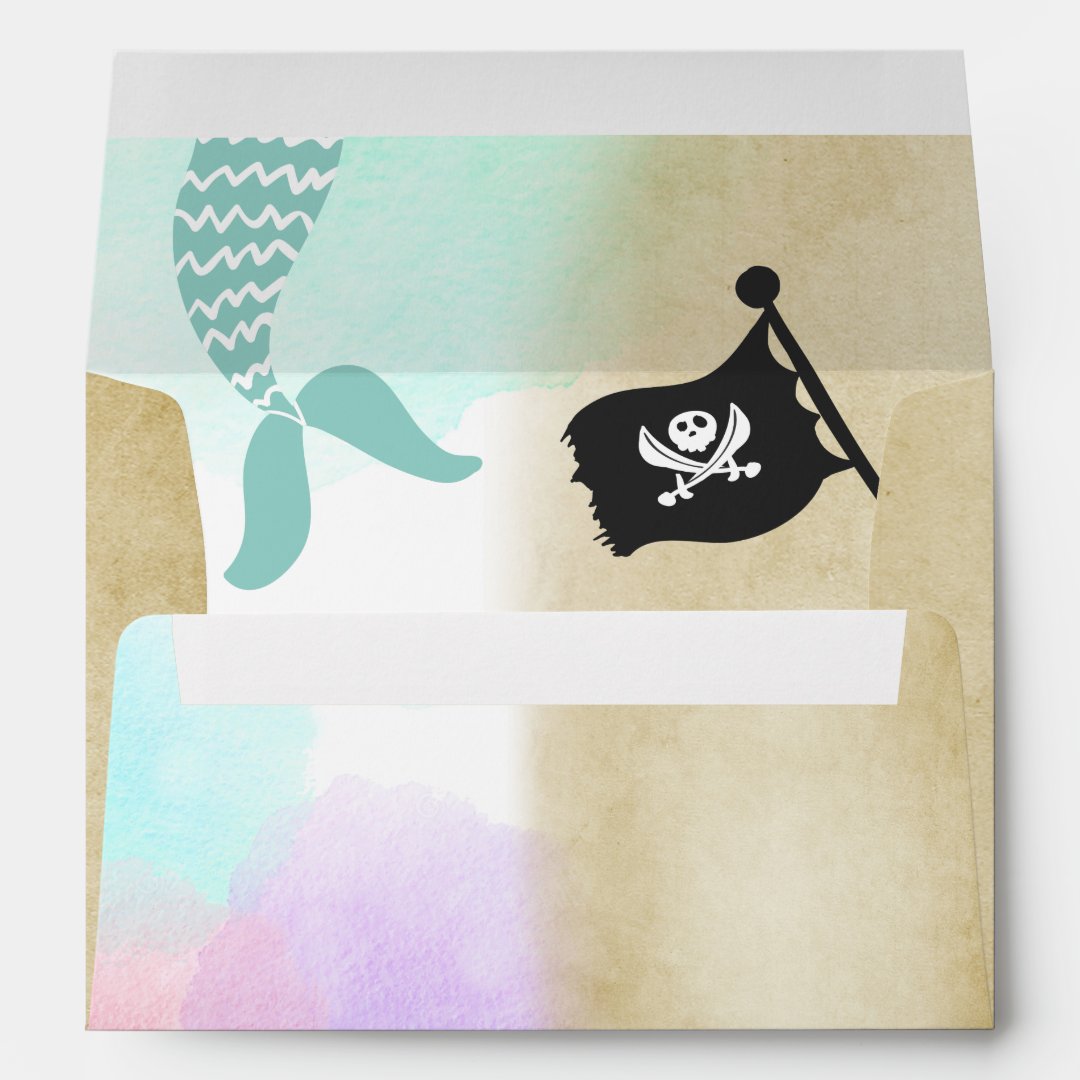 Pirates and Mermaids Birthday Party Envelope | Zazzle