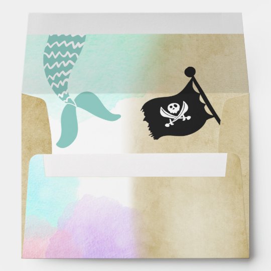 Pirates and Mermaids Birthday Party Envelope | Zazzle.com