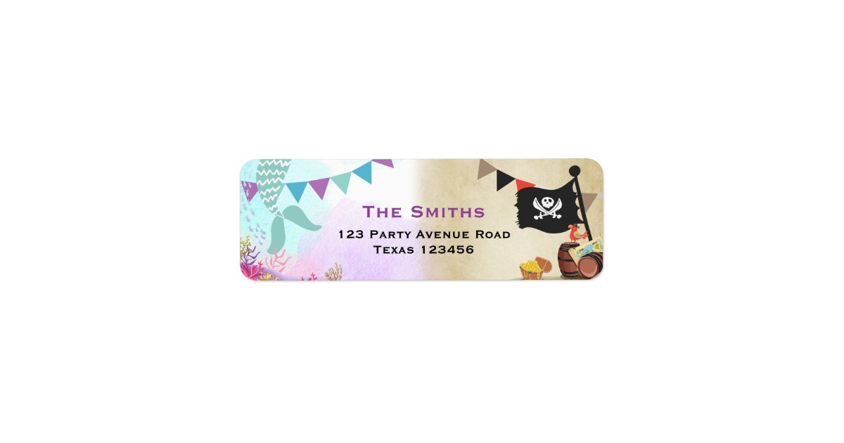 Pirates and Mermaids Return Address Labels | Zazzle