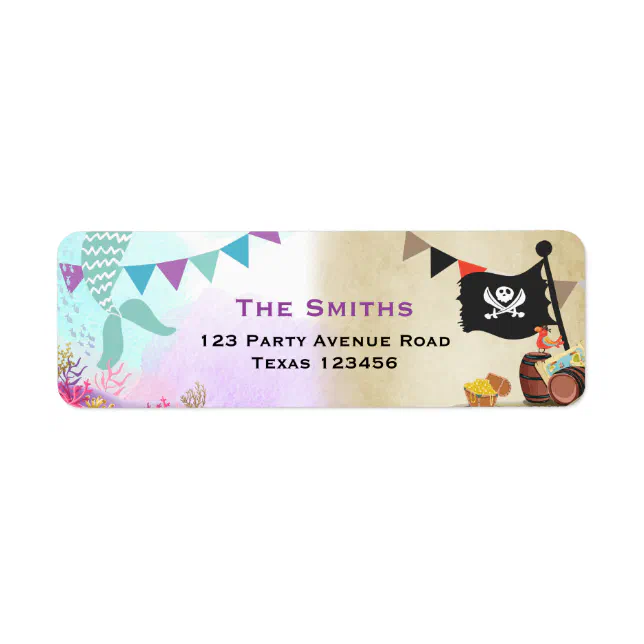 Pirates and Mermaids Return Address Labels | Zazzle