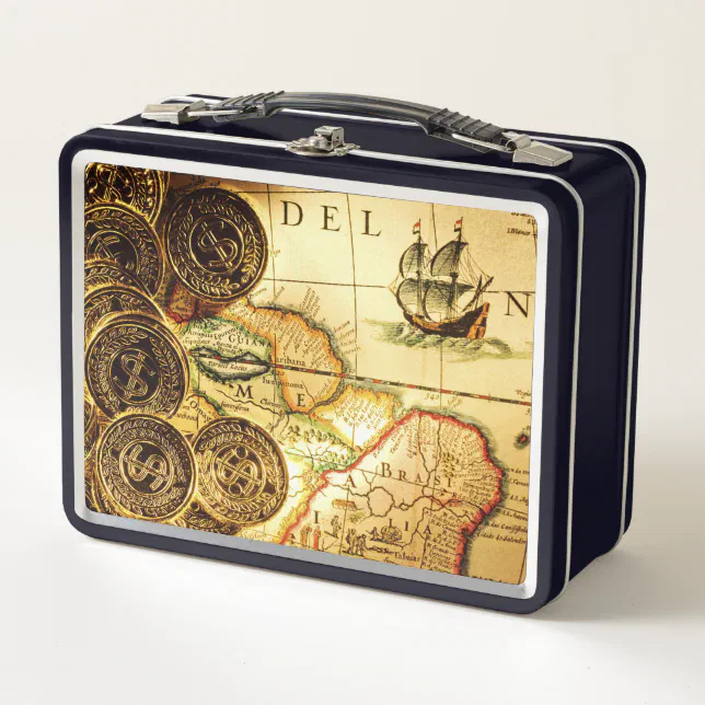 Pirate's Gold Treasure Map Metal Lunch Box | Zazzle