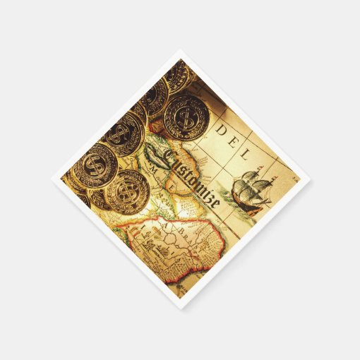 Pirates Gold Treasure Map Napkins | Zazzle
