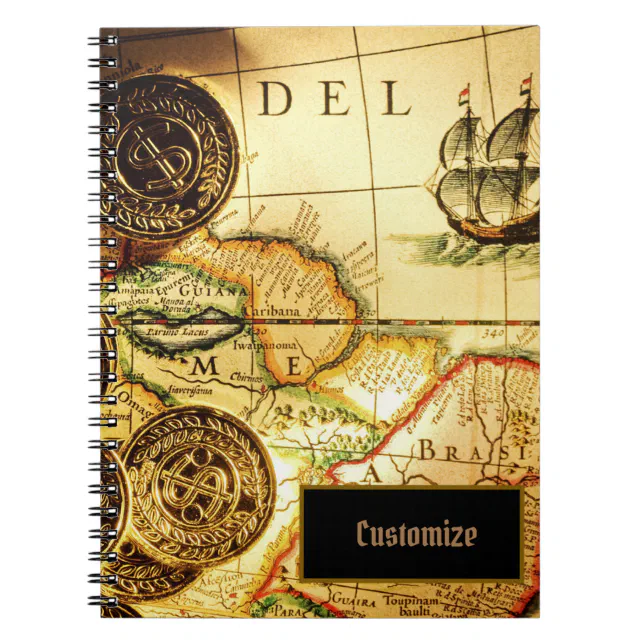 Pirates Gold Treasure Map Notebook | Zazzle