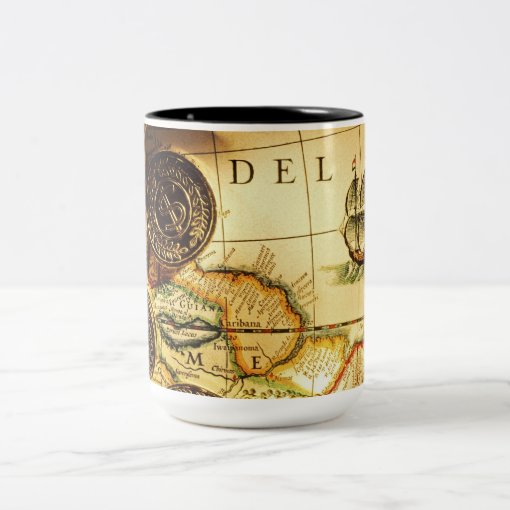 Pirates Gold Treasure Map Two-Tone Coffee Mug | Zazzle