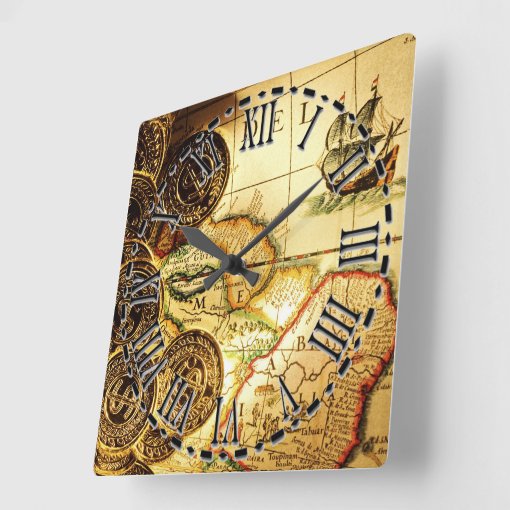 Pirates Gold Treasure Map Wall Clock | Zazzle