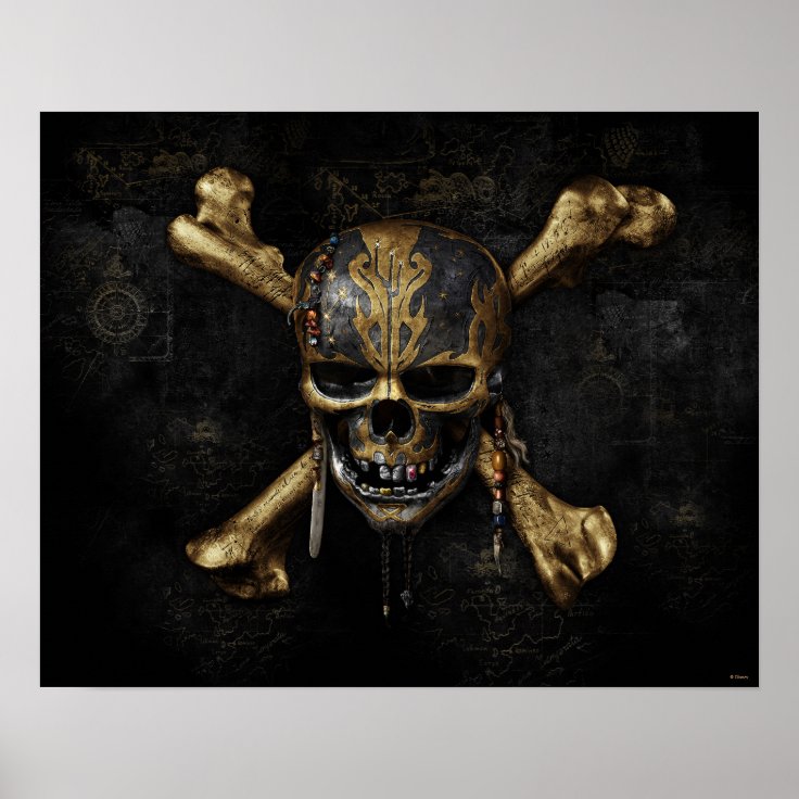 Pirates of the Caribbean Skull & Cross Bones Poster | Zazzle