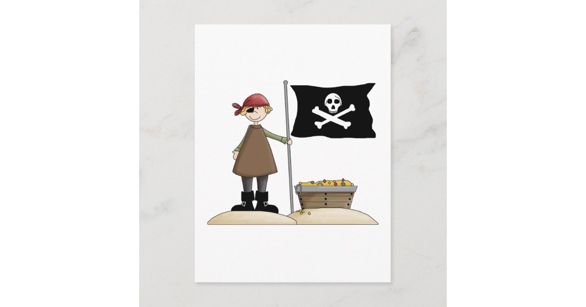 Pirates · Pirate, Flag & Treasure Postcard | Zazzle