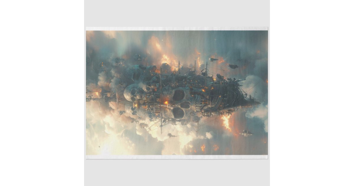 Pirates Skull Ship Flies Decoupage Tissue Paper | Zazzle