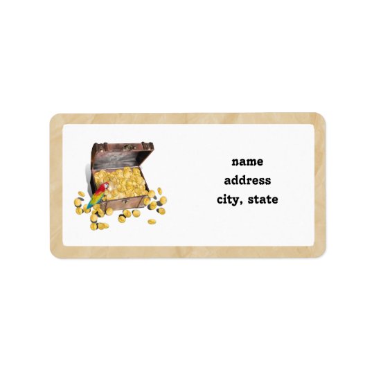 Pirate's Treasure Chest on Crinkle Paper Label | Zazzle.com