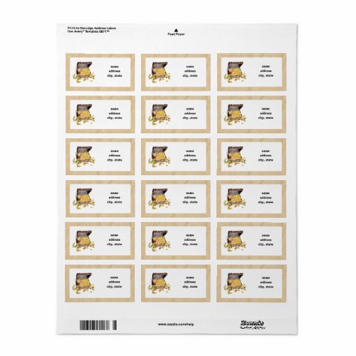 Pirate's Treasure Chest on Crinkle Paper Label | Zazzle