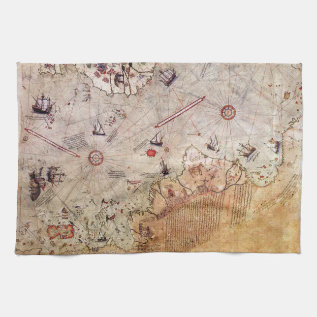 piri reis ancient map history mystery vintage Anta Kitchen Towel | Zazzle