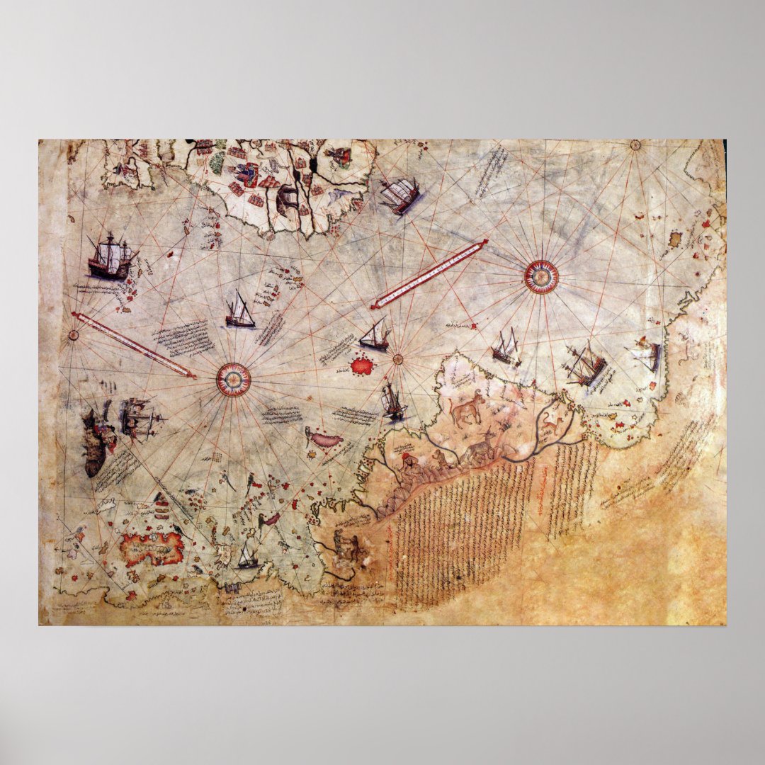piri reis ancient map history mystery vintage Anta Poster | Zazzle
