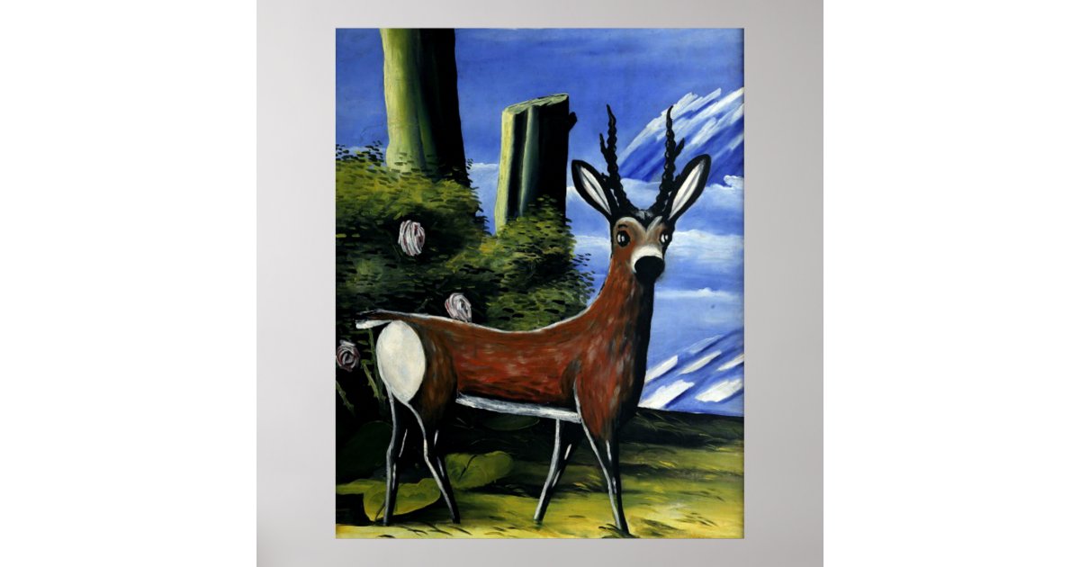 Pirosmani - Roe Deer with a Landscape Background Poster | Zazzle