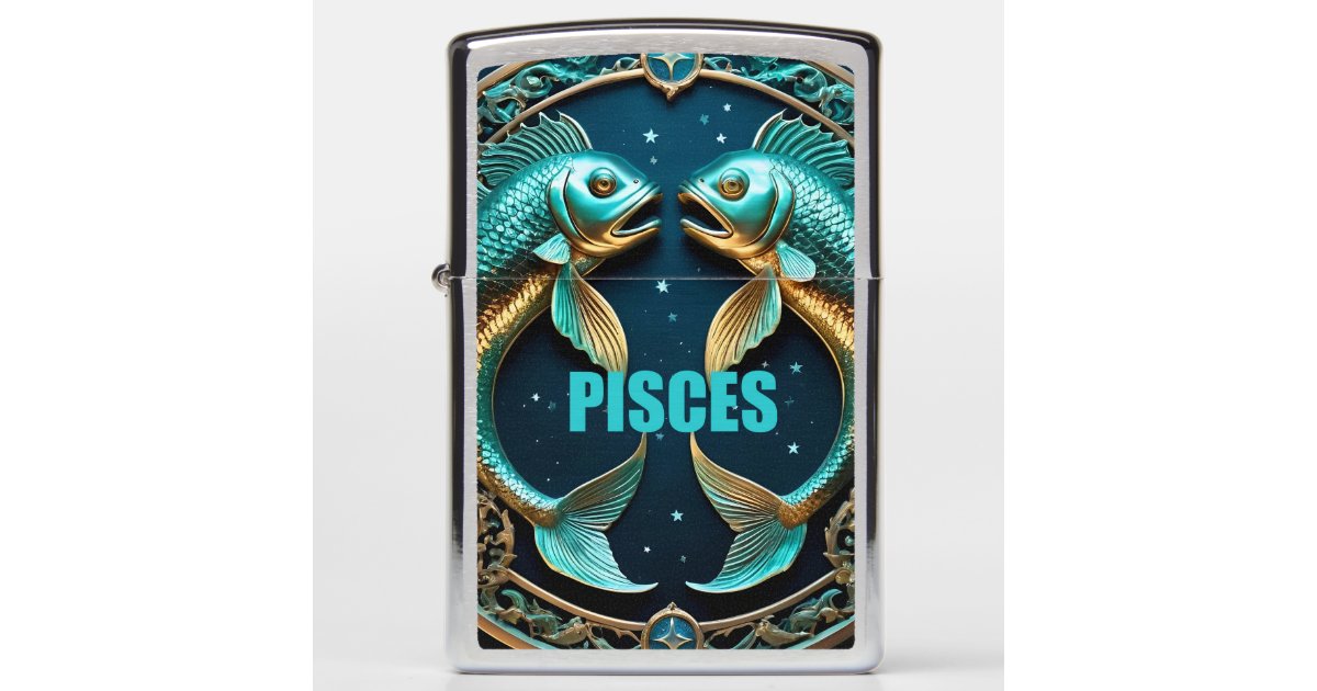 Pisces astrology sign zippo lighter | Zazzle