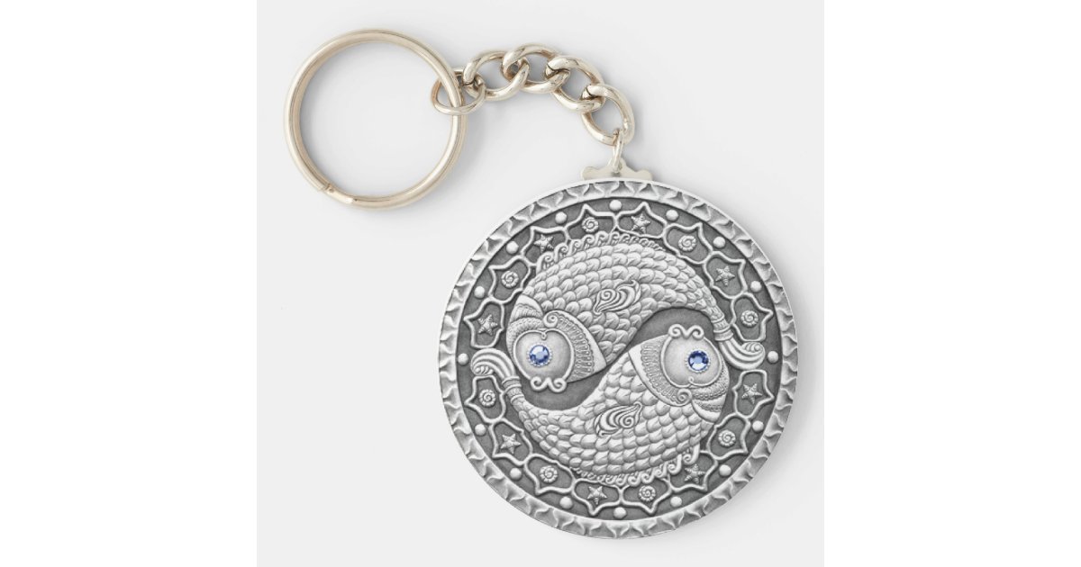 Pisces basic button key chain | Zazzle.com