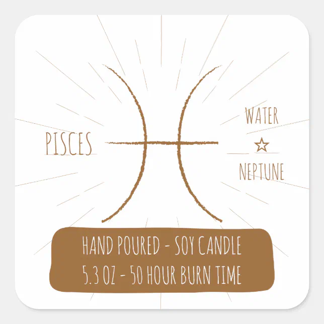 Pisces hand Poured Soy Candle Label | Zazzle