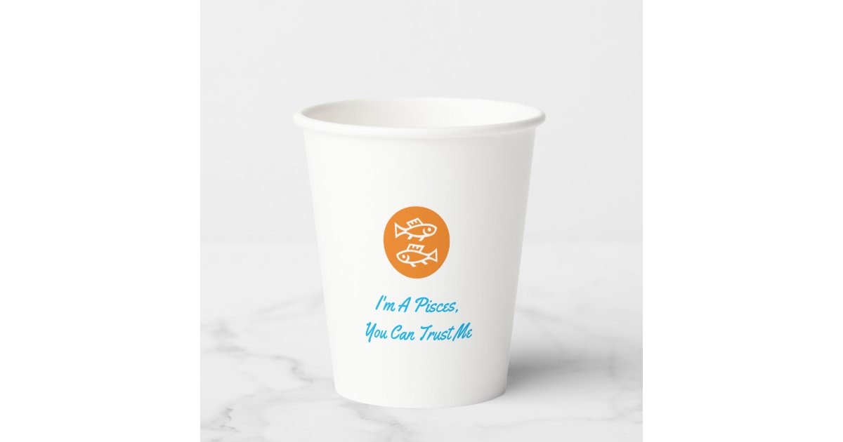 Pisces Horoscope Zodiac Sign Modern Minimalist Paper Cups | Zazzle