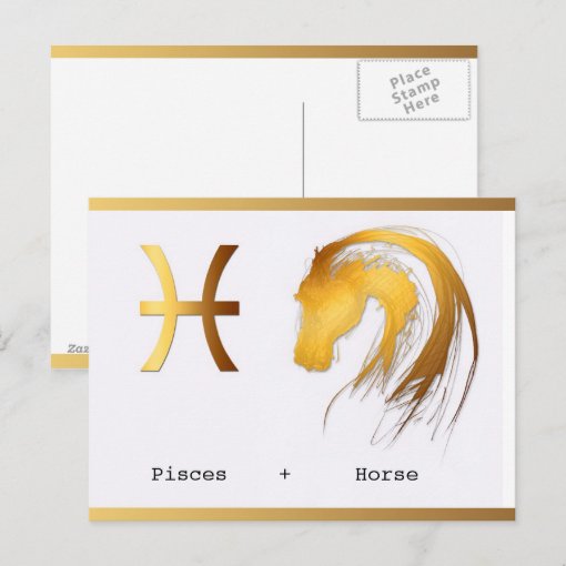 Pisces Horse Chinese Western Astrology birthday Postcard | Zazzle