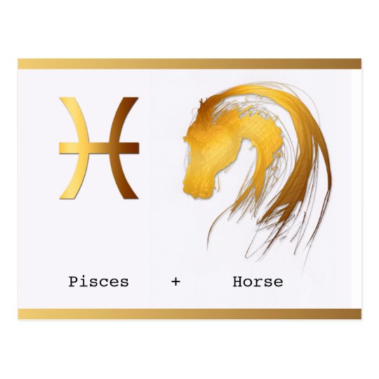 Pisces Horse Chinese Western Astrology birthday Postcard | Zazzle.com