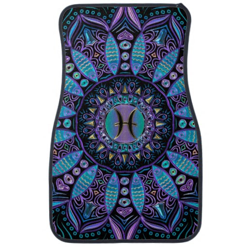 Pisces Mandala in Turquoise and Purple Car Floor Mat | Zazzle