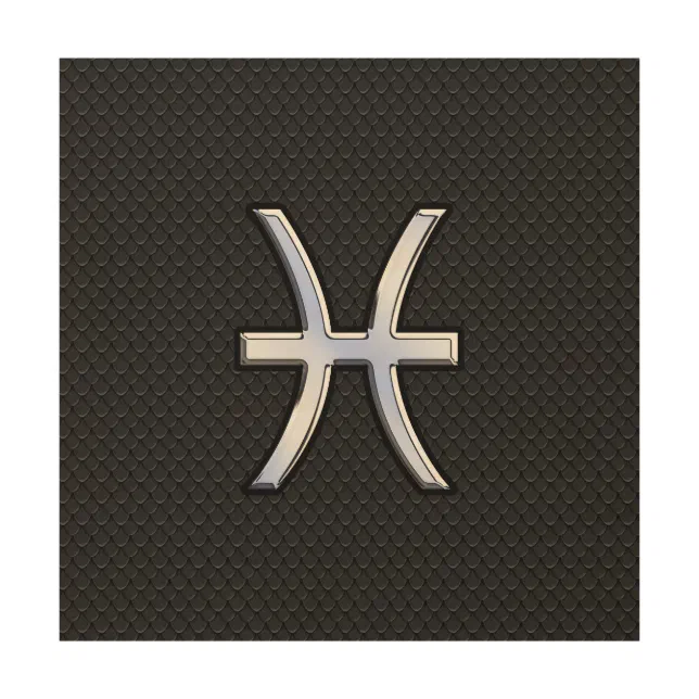 Pisces Symbol on Black Snake Skin style Wood Wall Art | Zazzle