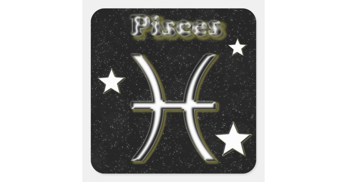 Pisces symbol square sticker | Zazzle