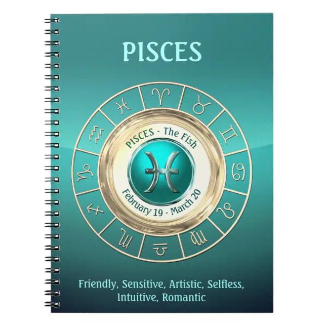 PISCES - The Fish Zodiac Sign Personality Traits Notebook | Zazzle