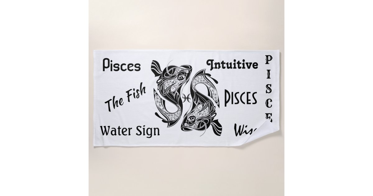 Pisces the Fish Zodiac Symbol and Sign Beach Towel | Zazzle