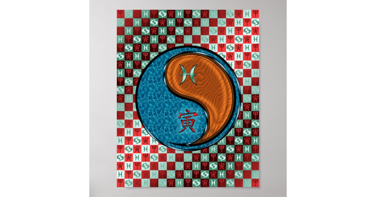 Pisces & Wood Tiger Poster | Zazzle